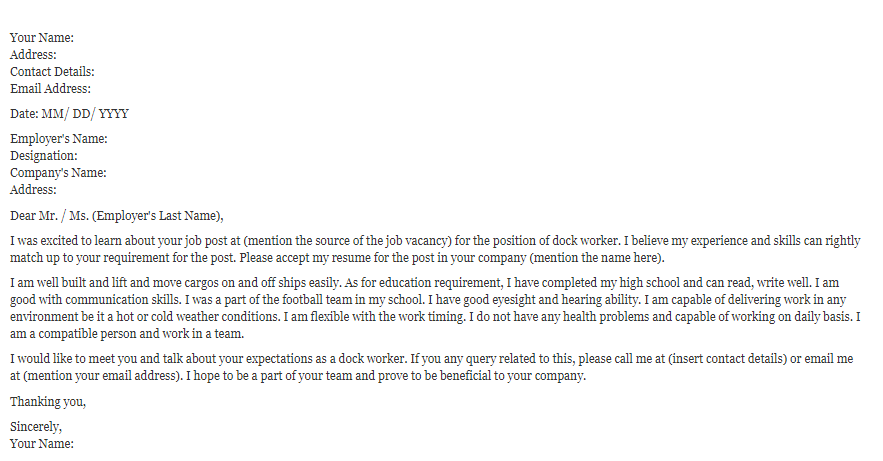 Fedex Dock Worker Cover Letter ~ Resume Letter