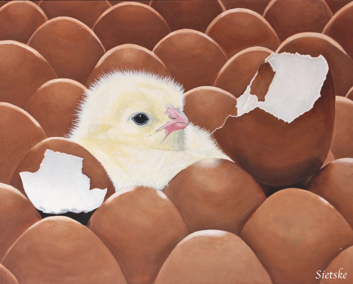 Schilderij met kuikentje