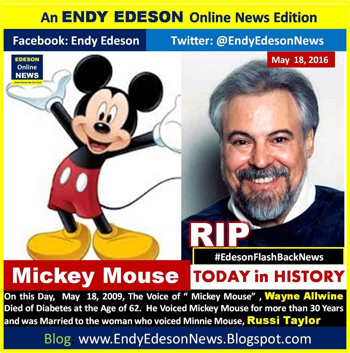 Edeson Online News: ENTERTAINMENT NEWS: The actor Who Mickey Mouse Uses ...