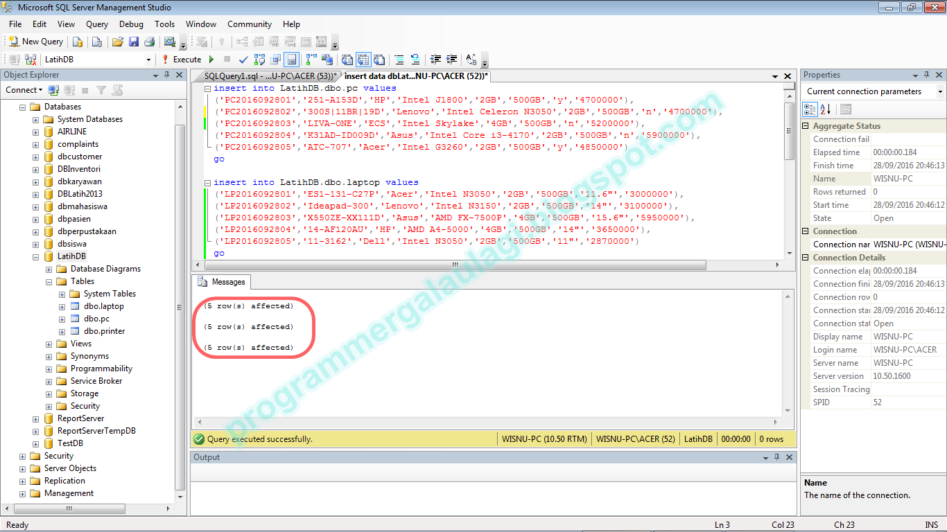 Belajar Sql Server Latihan Dasar Sql Server Bagian 1 ~ Programmer