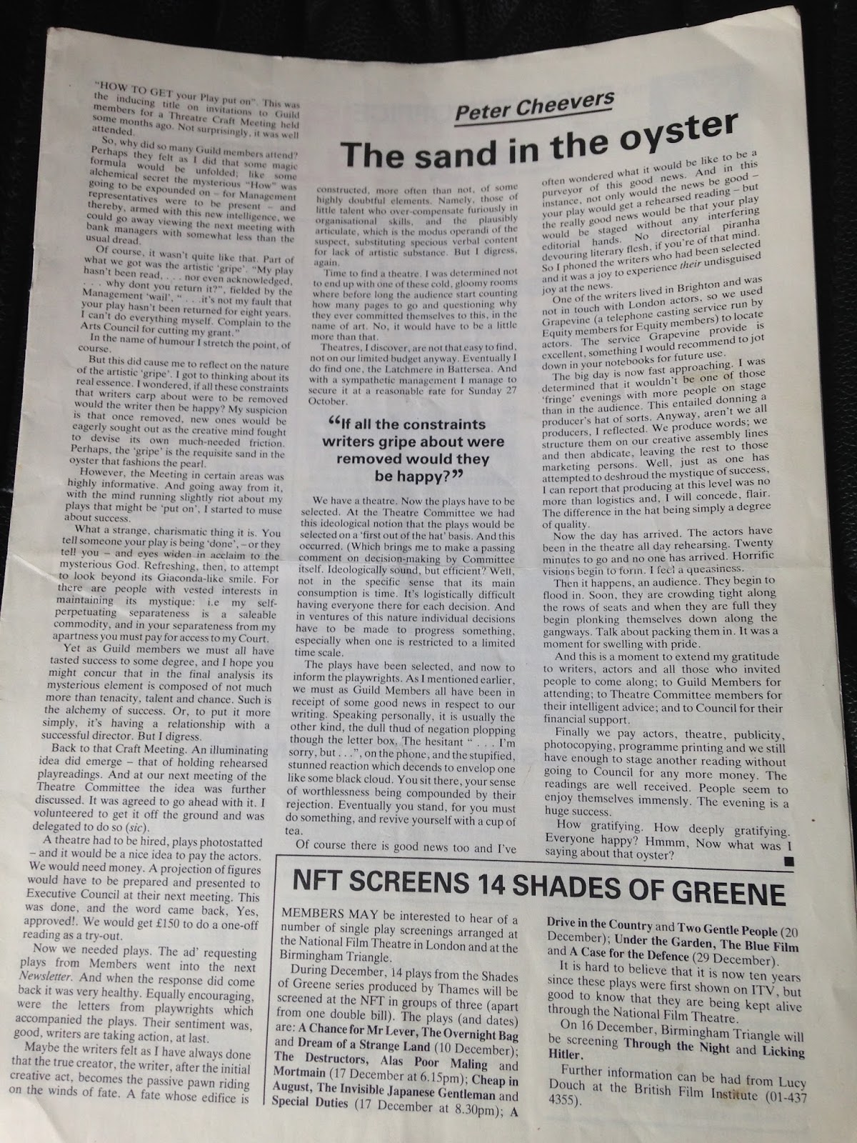 Peter Cheevers Acting CV : Peter Cheevers acting CV