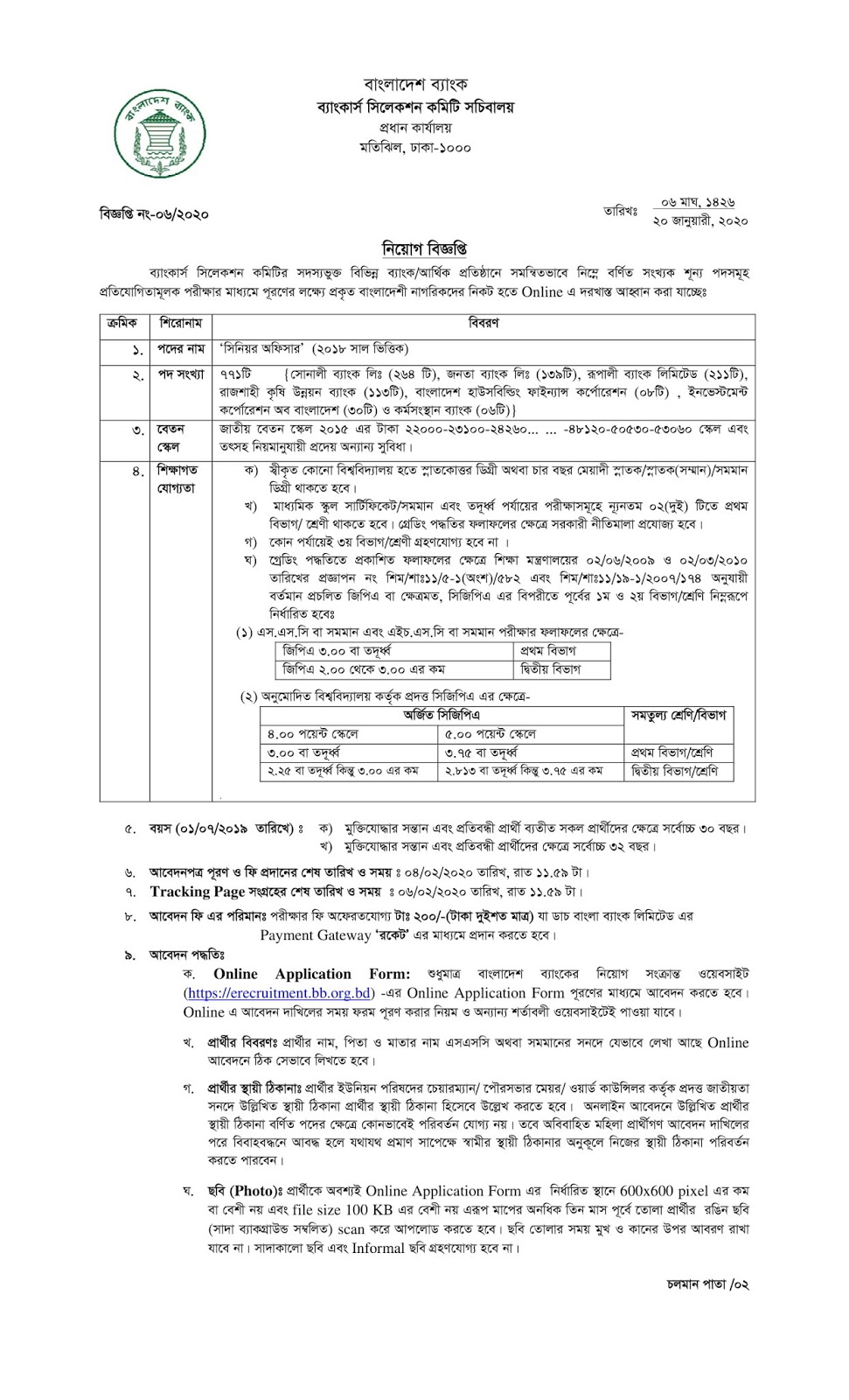 Senior Officer Bank Job Circular in Bangladesh 2020