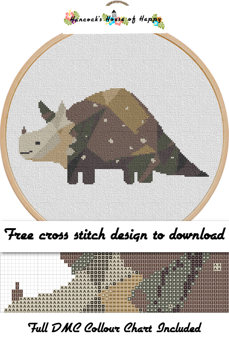 hancock's house of happy: Dinotastic! Five Free Dinosaur Cross Stitch ...