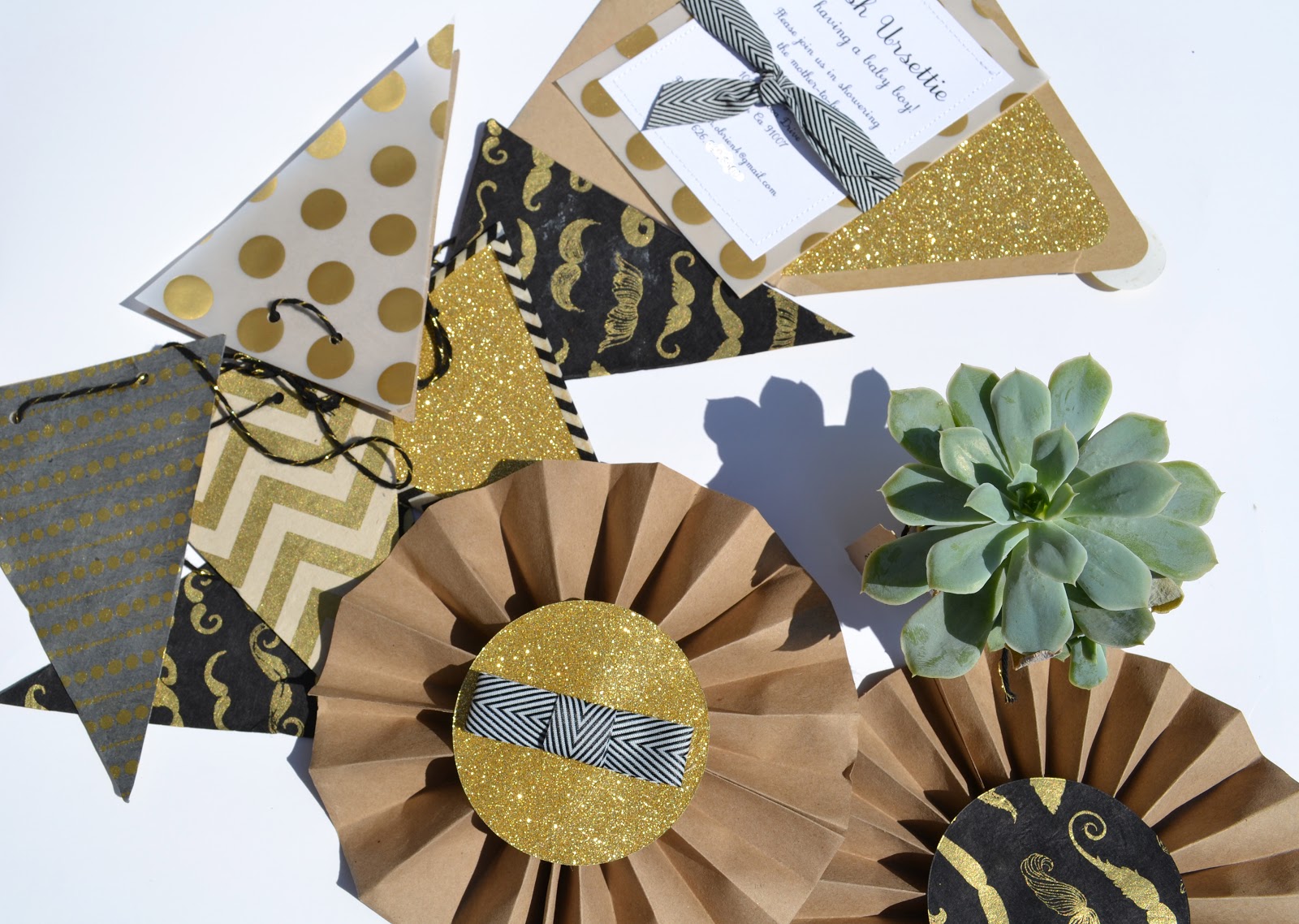 elliebellie handmade: black, white, & gold baby shower - details