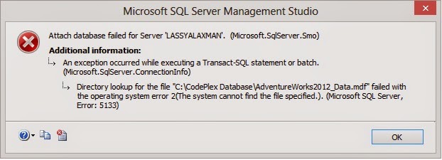 MS SQL SERVER GLANCE: Attach, Detach, Backup, Restore Errors with Solutions