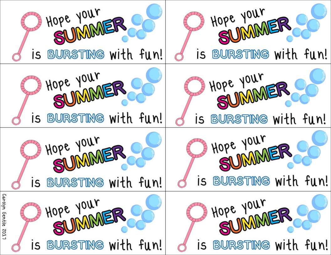 Carolyn's Classroom: End of the Year Gift Labels for Bubbles!