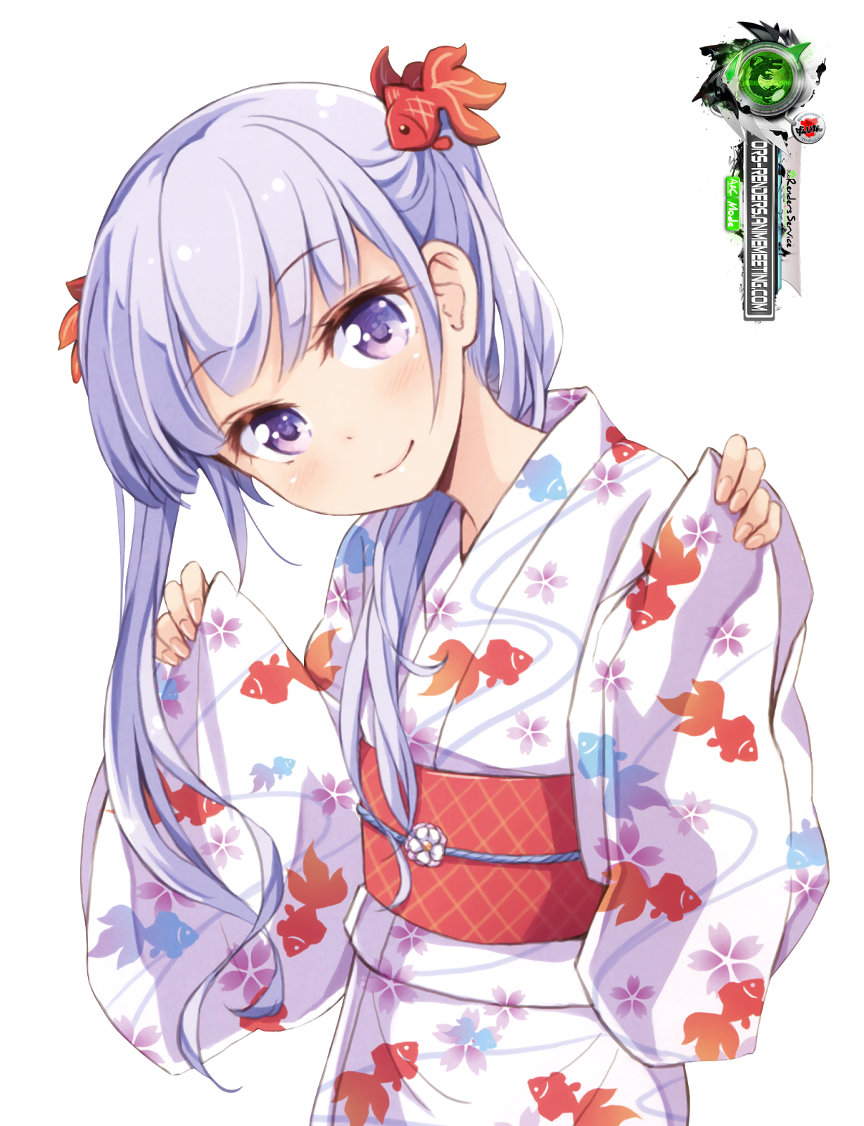 New Game:Suzukaze Aoba Mega Cute White Yukata Render | ORS Anime Renders
