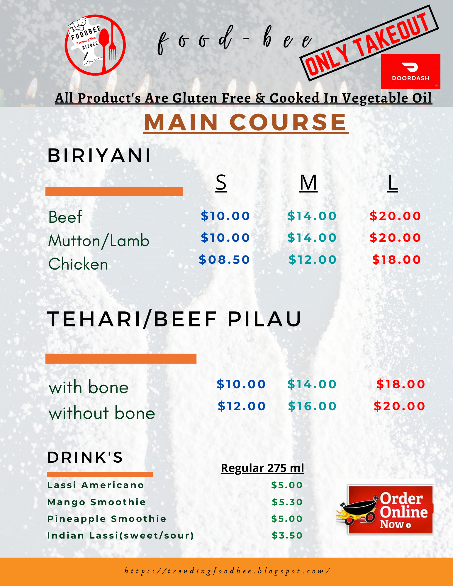 MENU - Food Bee.Trending NOW