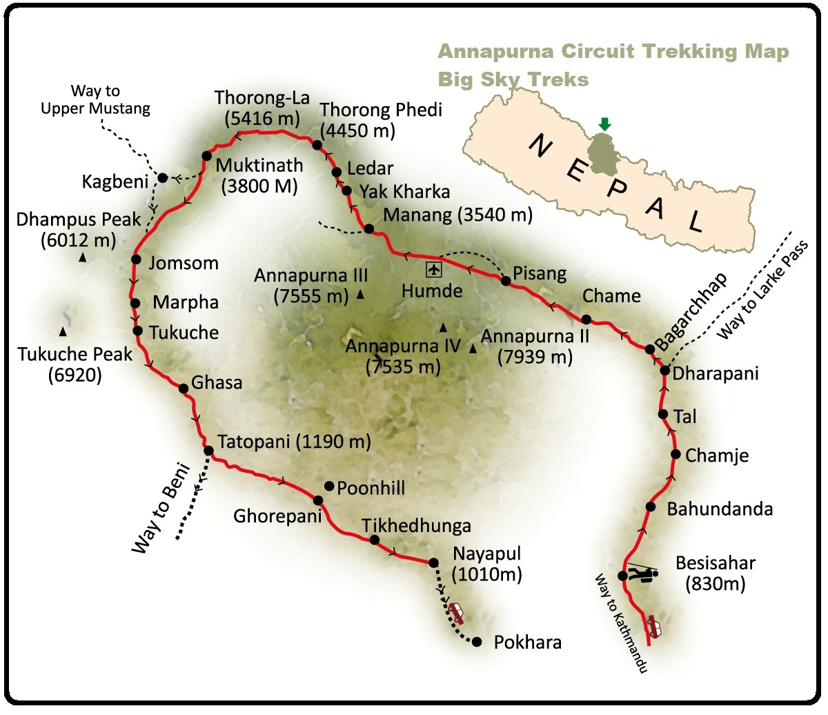 Big Sky Treks and Expeditions Nepal: Annapurna Region Trekking route ...