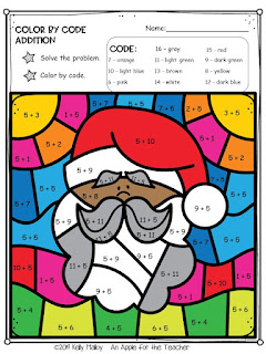 An Apple For The Teacher: Christmas Color By Number Worksheets