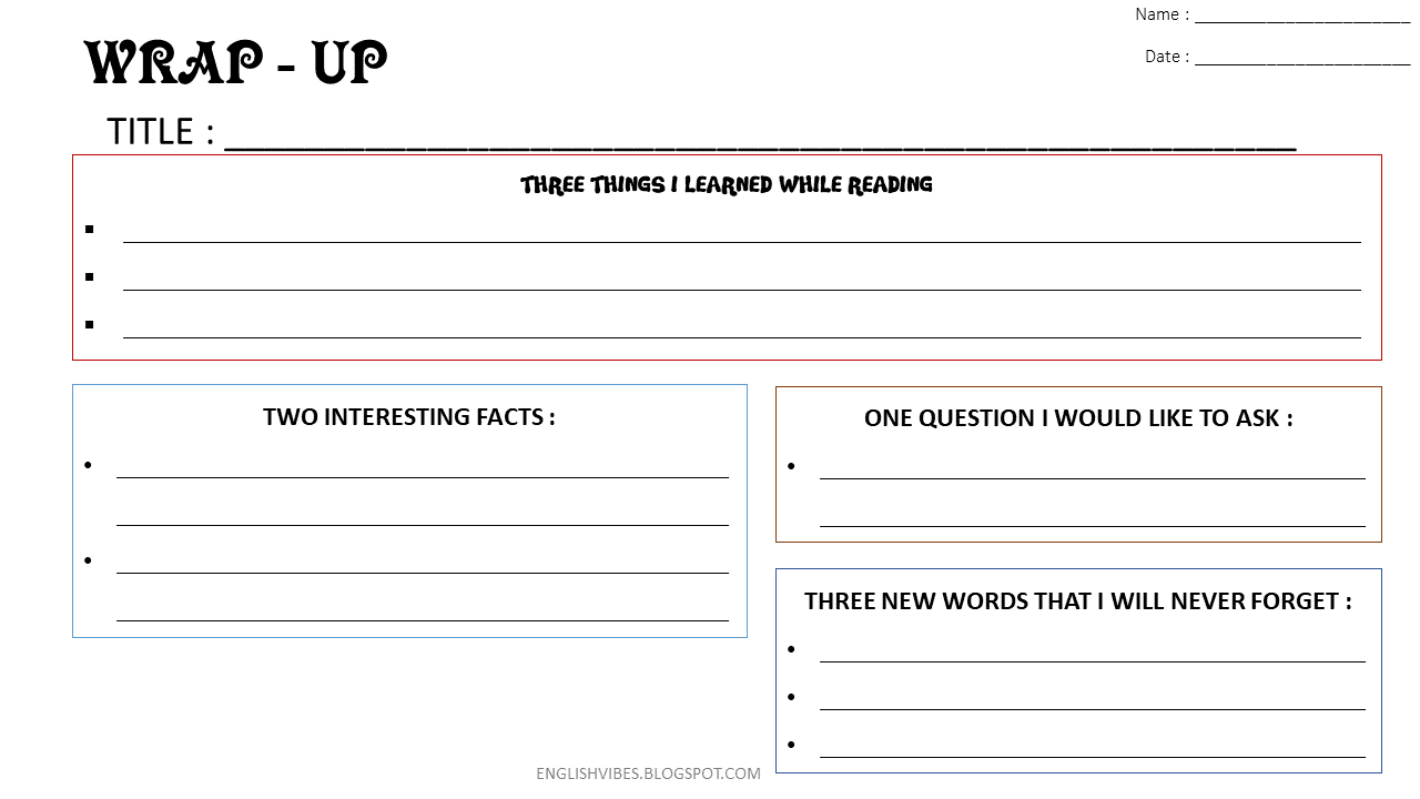 ENGLISH VIBES: Classroom Tools for Reading Lessons