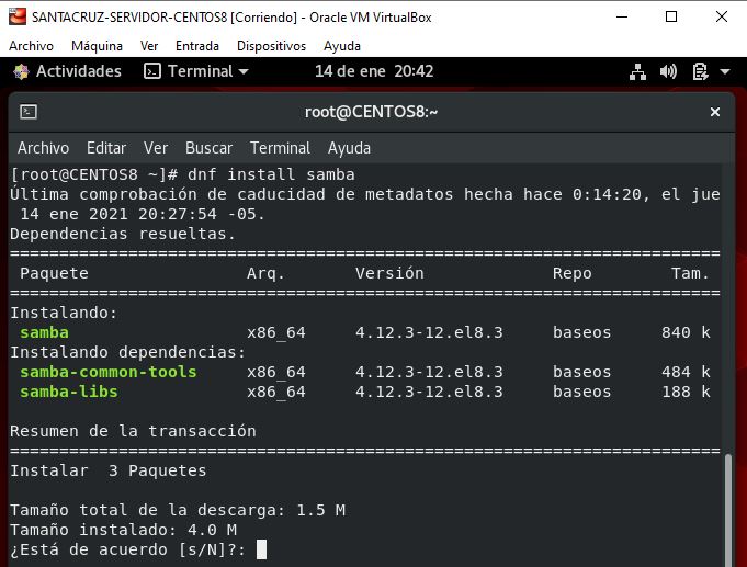 Instalación de Servidor Samba en CentOS 8