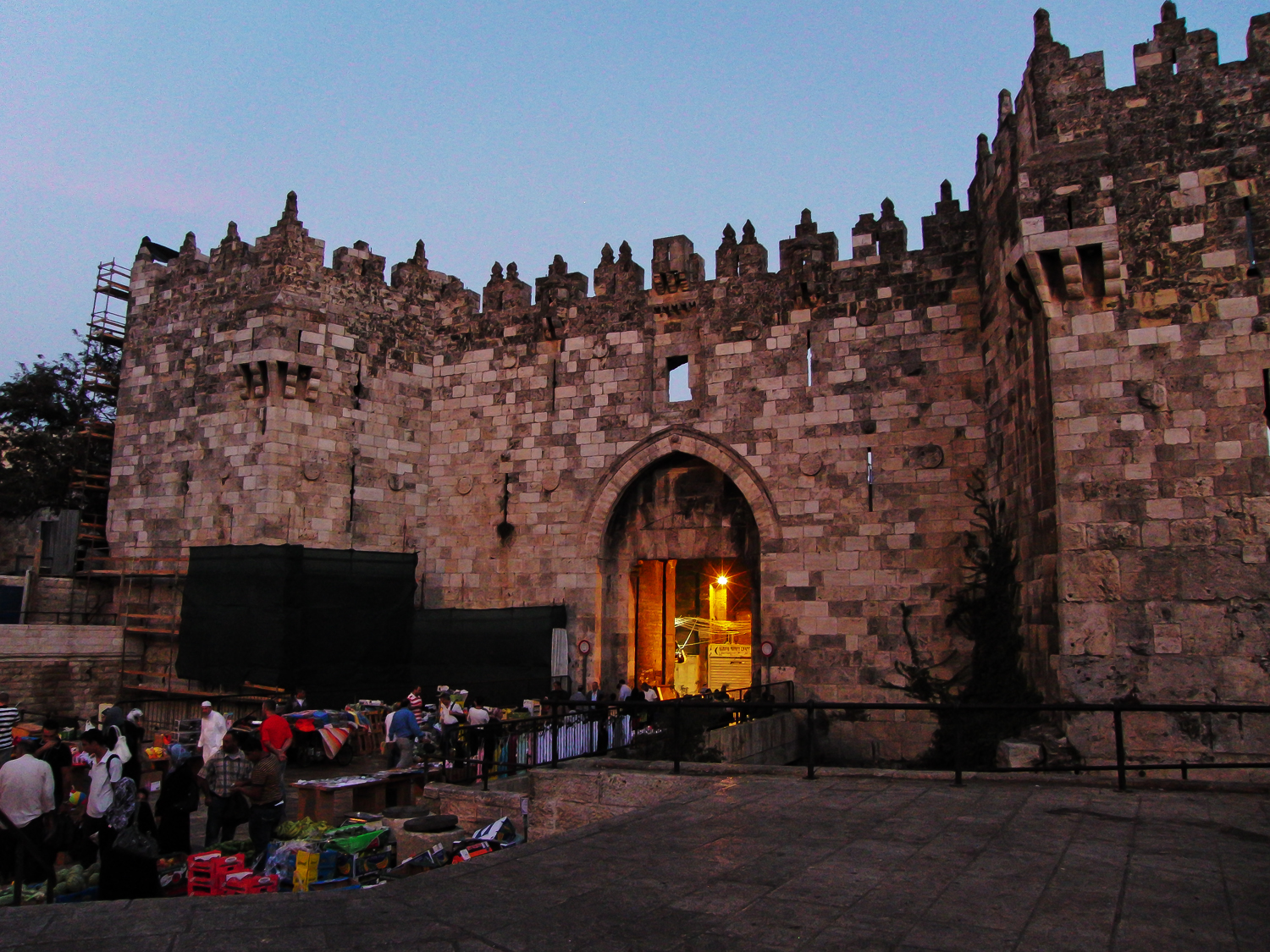 catching light: Damascus Gate at sunset