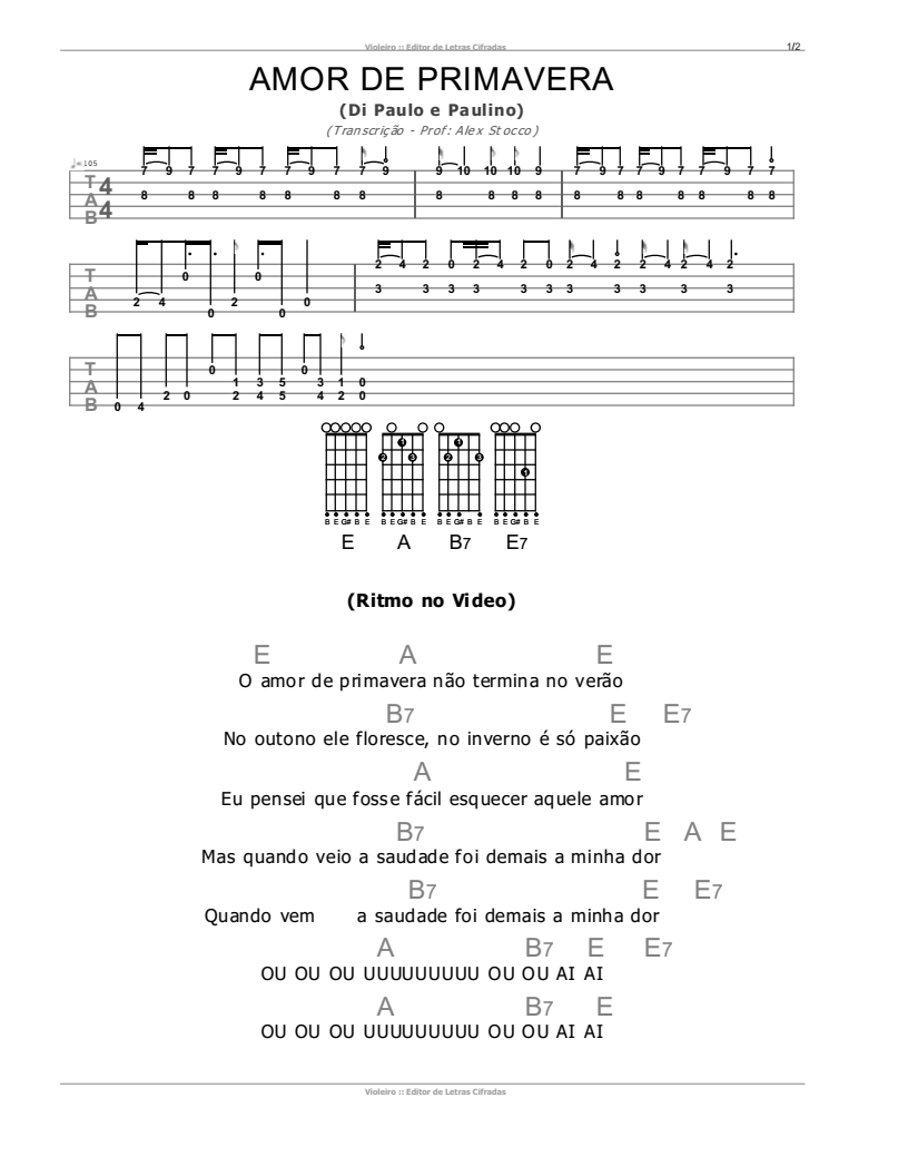 VÍDEO AULA: AMOR DE PRIMAVERA (SOLO DE VIOLA) DI PAULLO E PAULINO ...