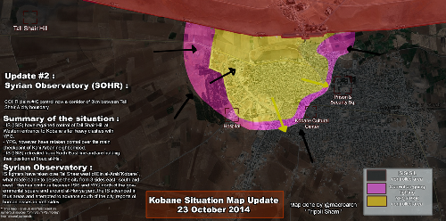 New map of Kobane 23rd October 2014, Islamic State makes big advances ...