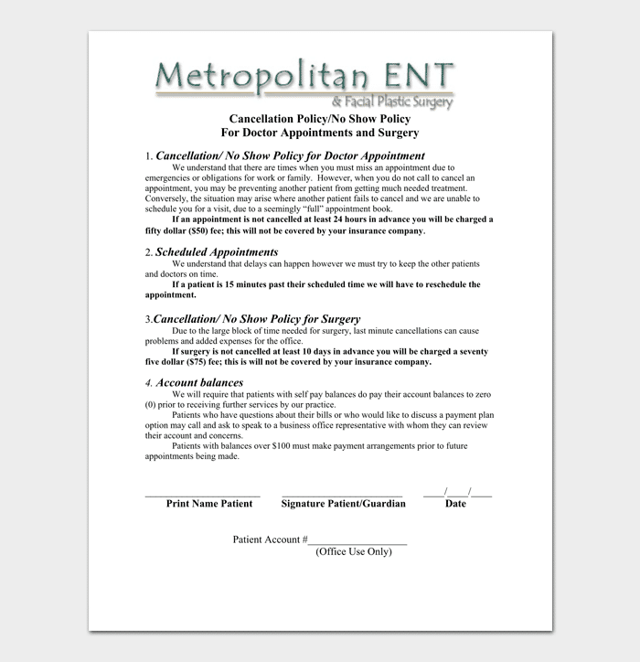 No Show Fee Letter Template ~ Resume Letter