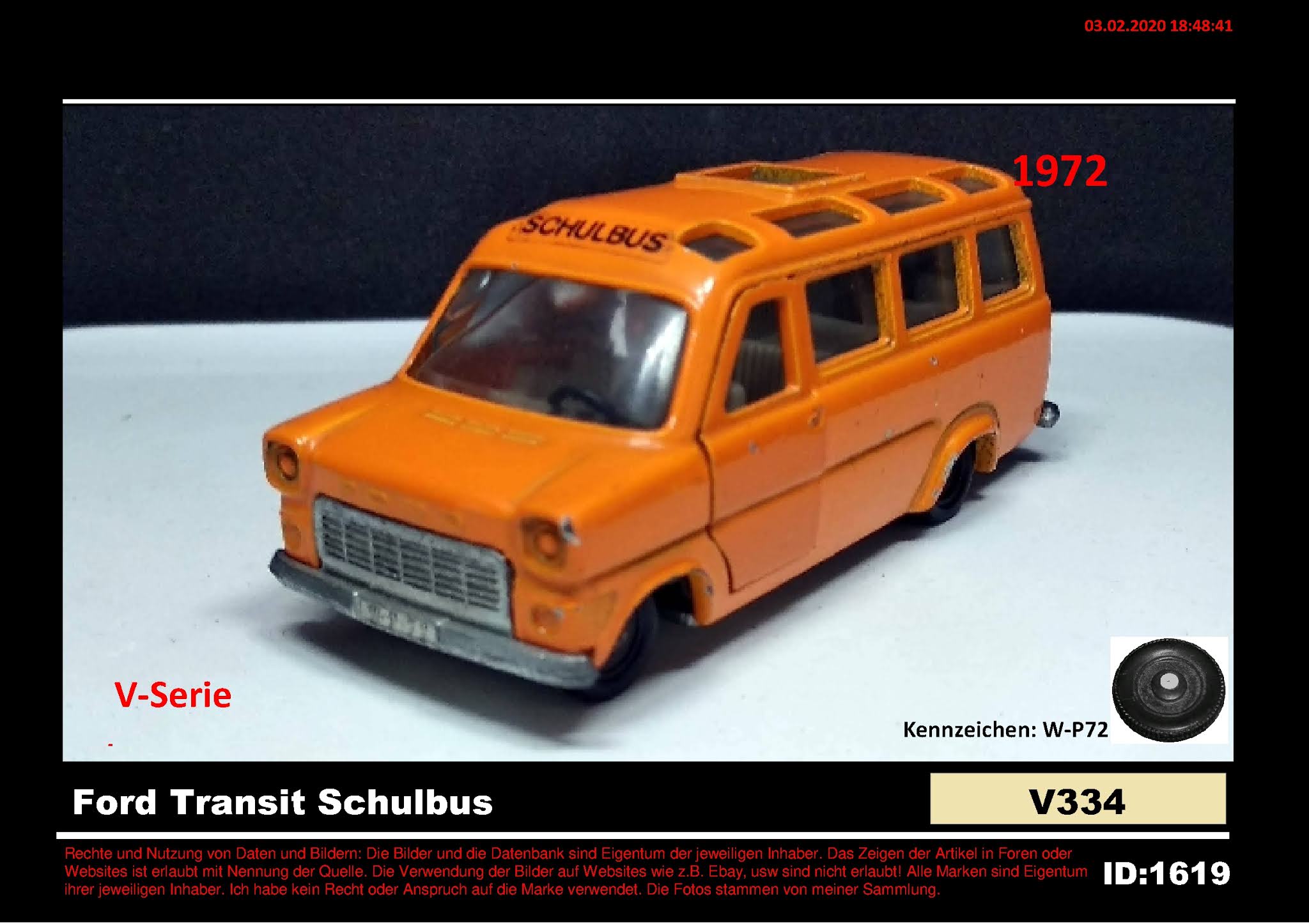 V334 - Ford Transit Schulbus - von/ab ca.: 1972 - (SIKU V-Serie)
