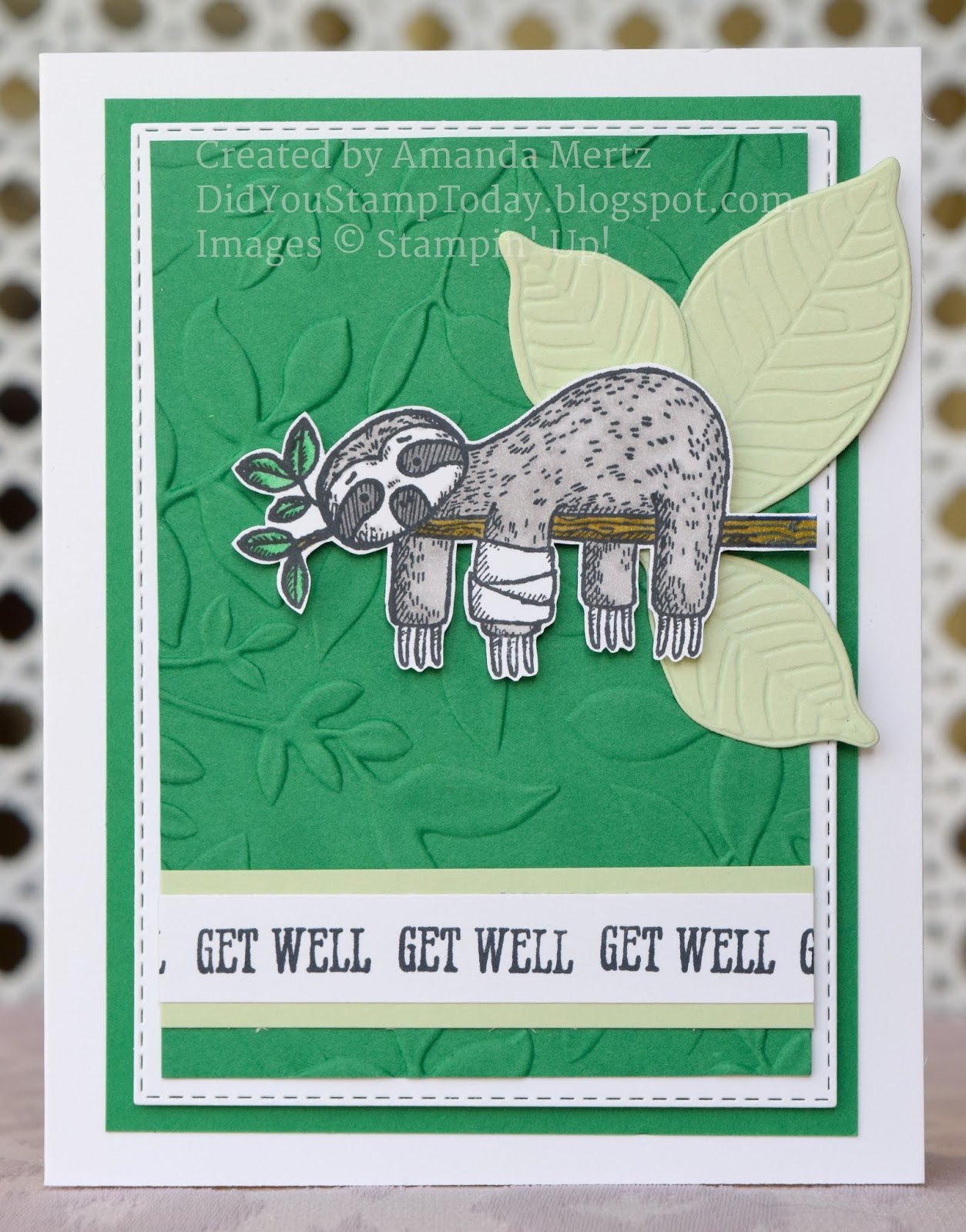 Did You Stamp Today?: Get Well Sloth - Stampin' Up! Back on Your Feet