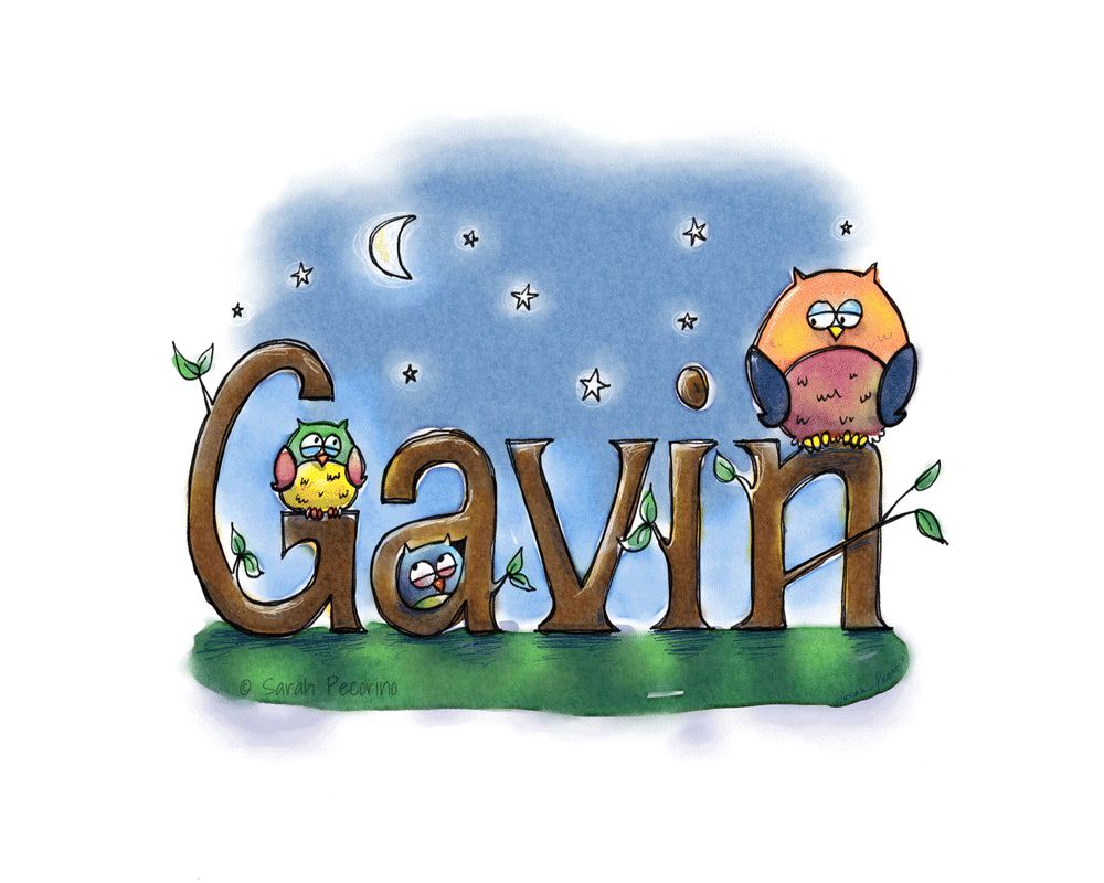 Sarah Pecorino Illustration: Nursery Name Art: Owls for Gavin