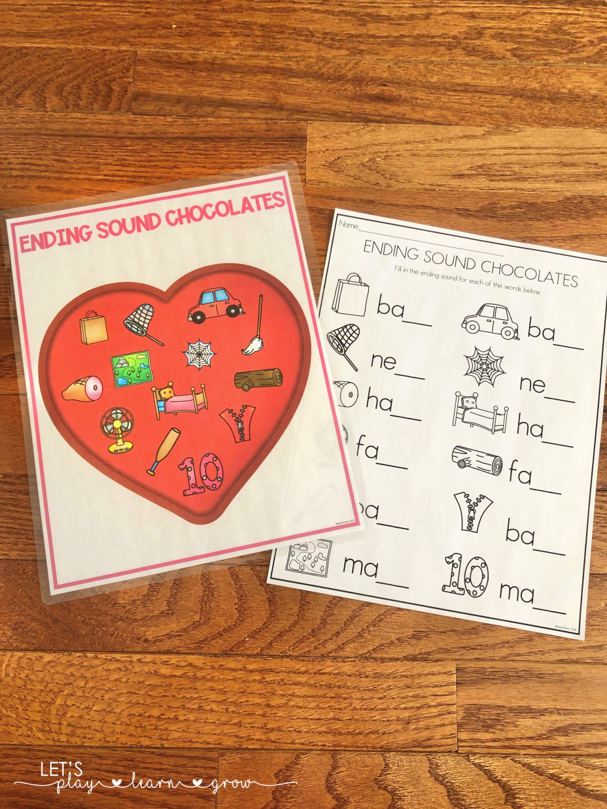Valentine's Day Ending Sounds Activity | Lets Play.Learn.Grow