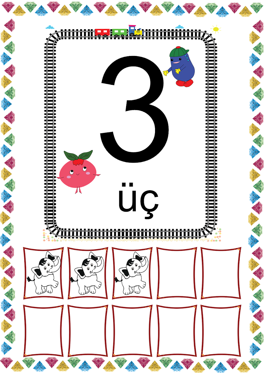 3 Rakamı Posteri – Okul Öncesi Sayı Panosu – Etkinliklerim.com