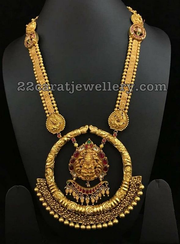 Traditional Kasu Mala with Circle Pendant - Jewellery Designs