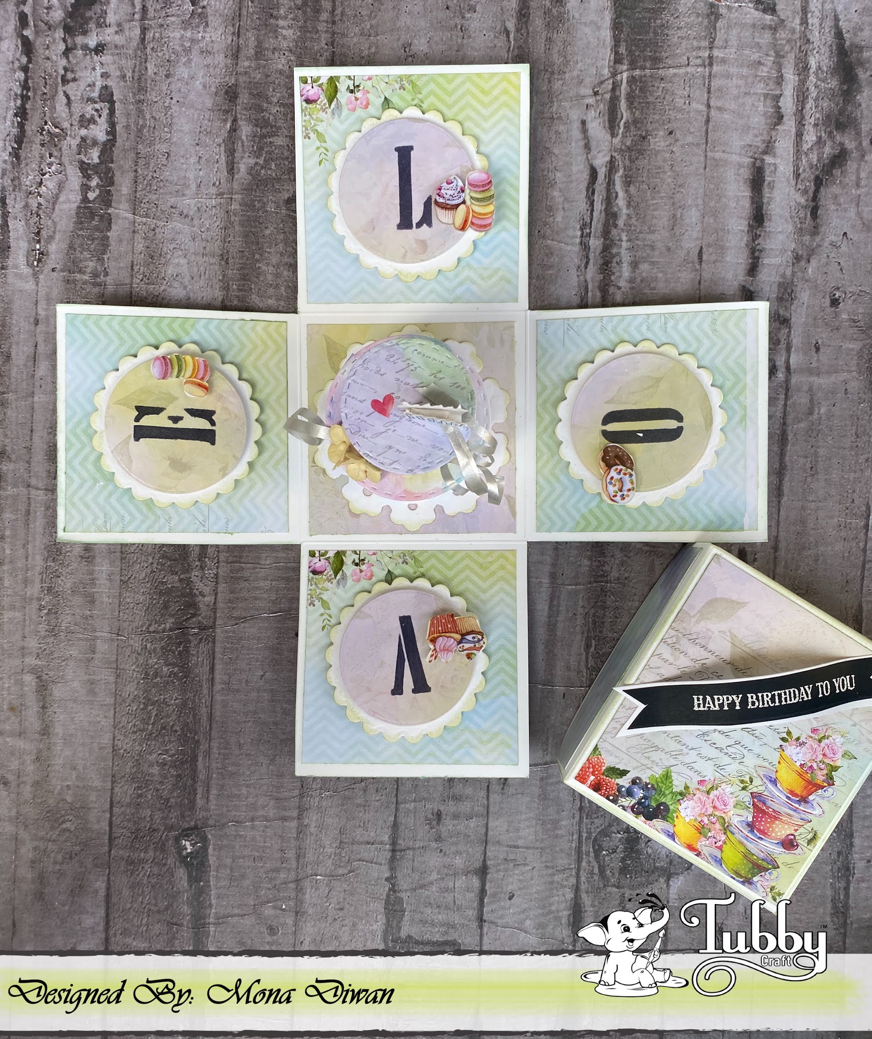 Explosion Box Using DIY Birthday Theme Kit by Tubby Craft