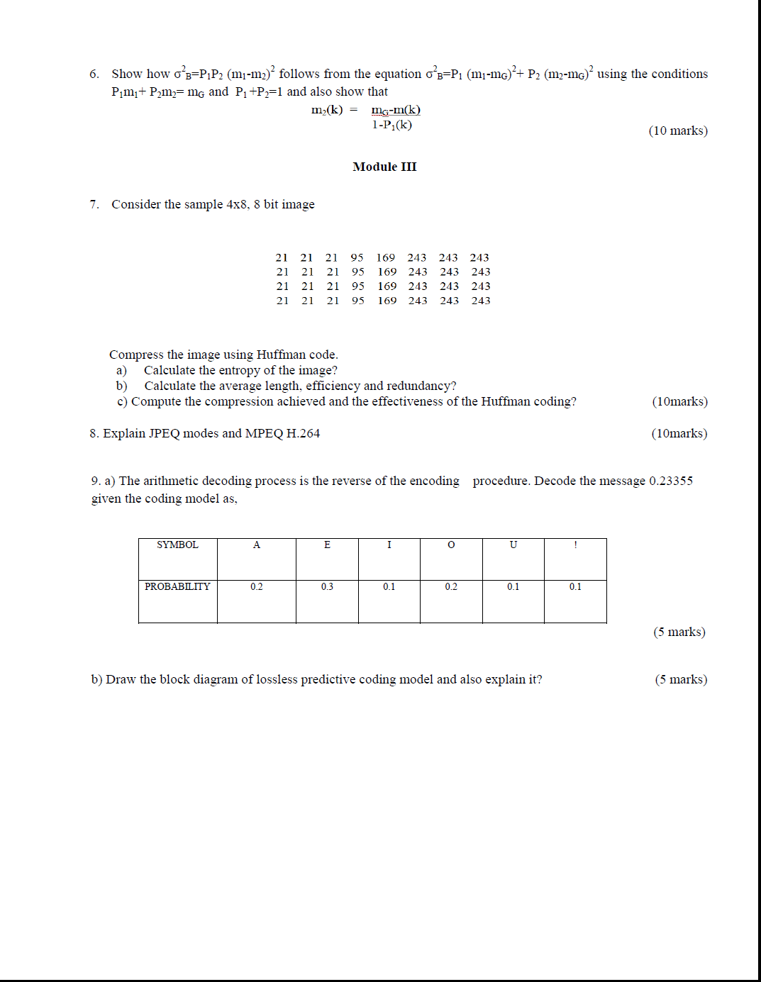 Kerala University M.Tech. Image And Video Processing 2017 Question ...
