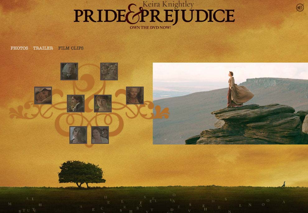 Pride & Prejudice (2005): Official film website's screen captures
