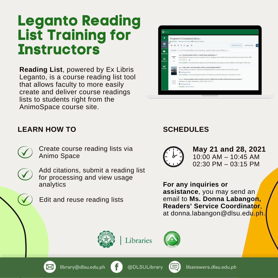 Reading List (Leganto) Training for Instructors