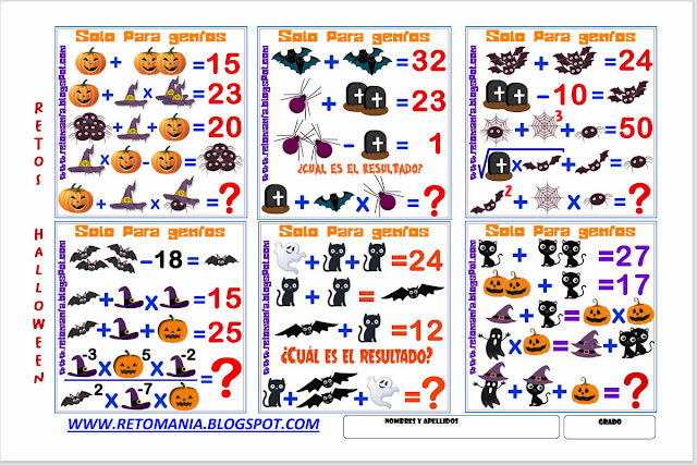 RETOS MATEMÁTICOS - HALLOWEEN 2 ~ RETOS MATEMÁTICOS