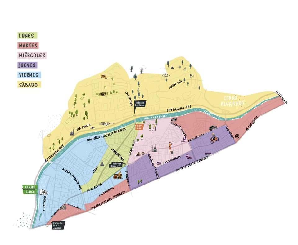 Vitacura: Mapa actualizado con los días de recolección del reciclaje ...