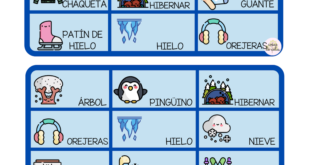 Nuevas tarjetas BINGO INVIERNO