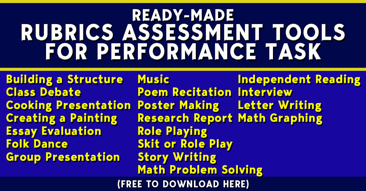 Ready-Made Rubric Assessment Tools for Performance Task