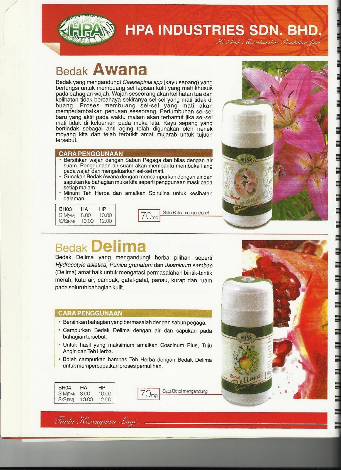 HPA PRODUK HALAL DAN BERKUALITI: PRODUK HPA