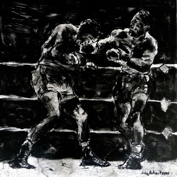 Boxing Art Painting of Fighters In Ring Hagler
