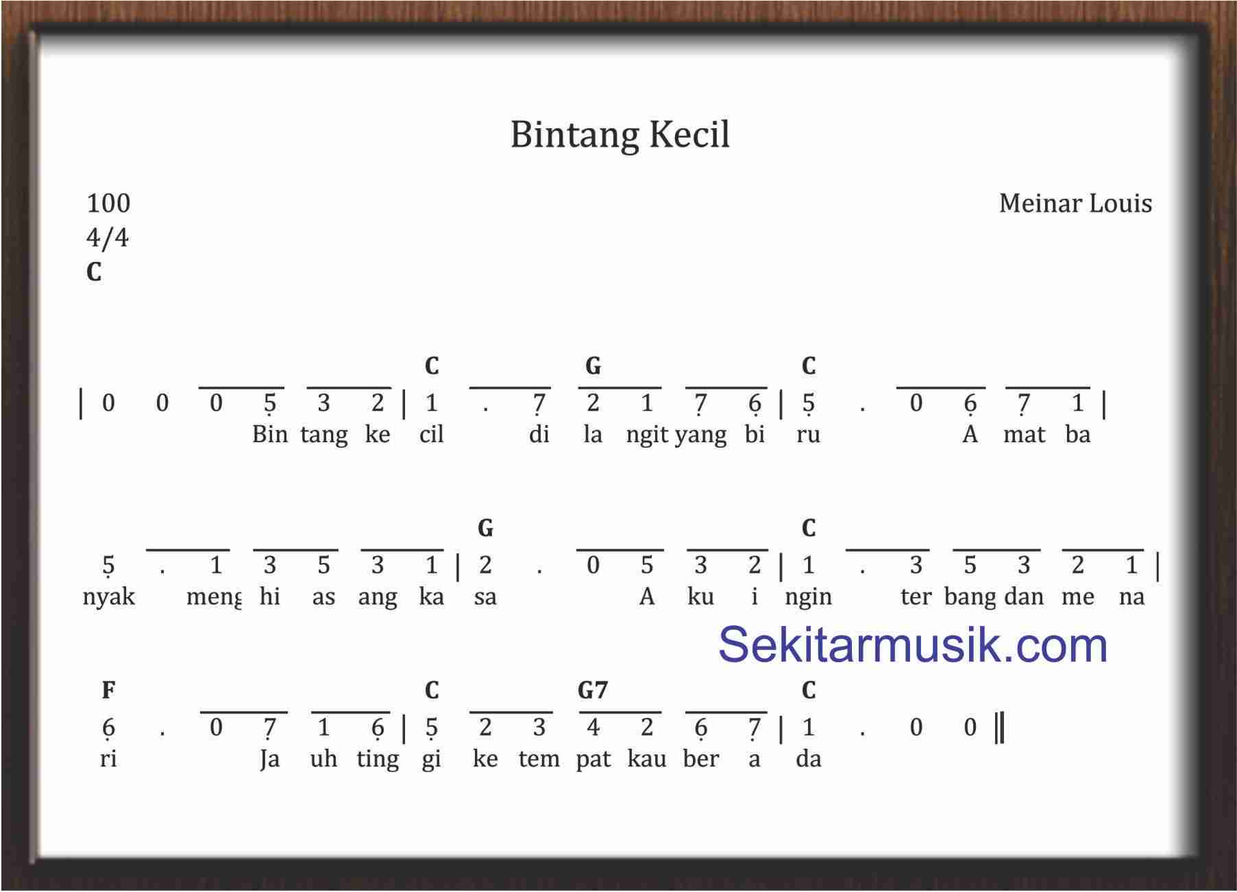 Not Angka Bintang Kecil - SEKITAR MUSIK