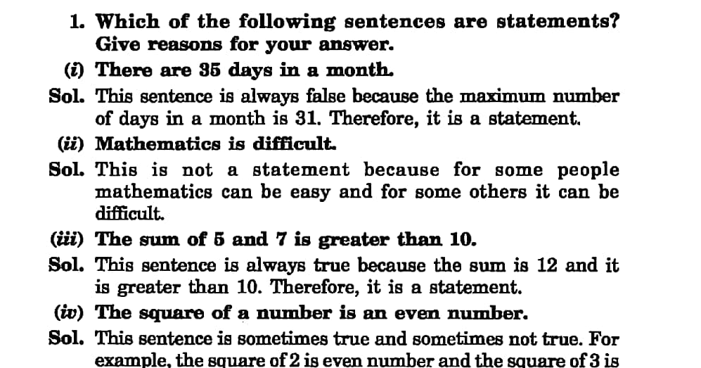 Mathematical reasoning class 11 math - Studypur