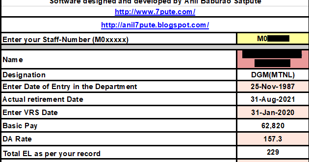 Miraculous world of Numbers: 120-Tool-to-calculate-VRS-amount-for MTNL ...
