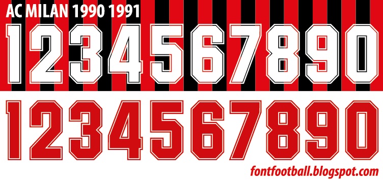 FONT FOOTBALL: Font Vector AC Milan 1990 1991 kit