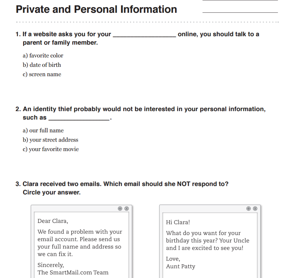 lpcomputerlab: Grade 3- Private and Personal Information