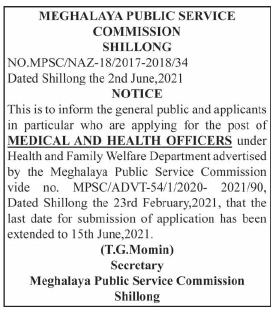 MPSC Shillong Recruitment 2021 - 120 Medical & Health Officer (MHO) Vacancy MPSC Shillong Recruitment 2021 - 120 Medical & Health Officer (MHO) Vacancy