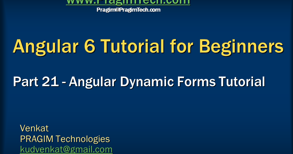 Sql Server Net And C Video Tutorial Angular Dynamic Forms Tutorial Slides