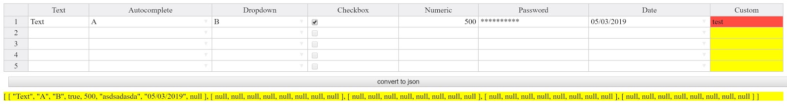 Angular Third Party : create an editable table using Handsontable