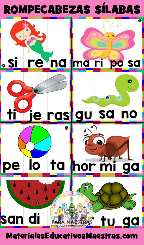 Rompecabezas de Sílabas | Materiales Educativos para Maestras