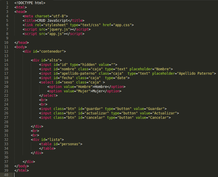 Ingeniero en Proceso: Aplicación CRUD HTML5 con Web Sql
