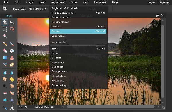 Menggunakan Tool Curves Foto Editor Online