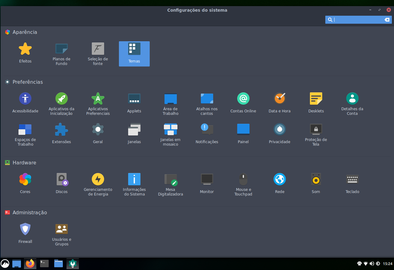 Ambiente gráfico Linux Cinnamon desktop