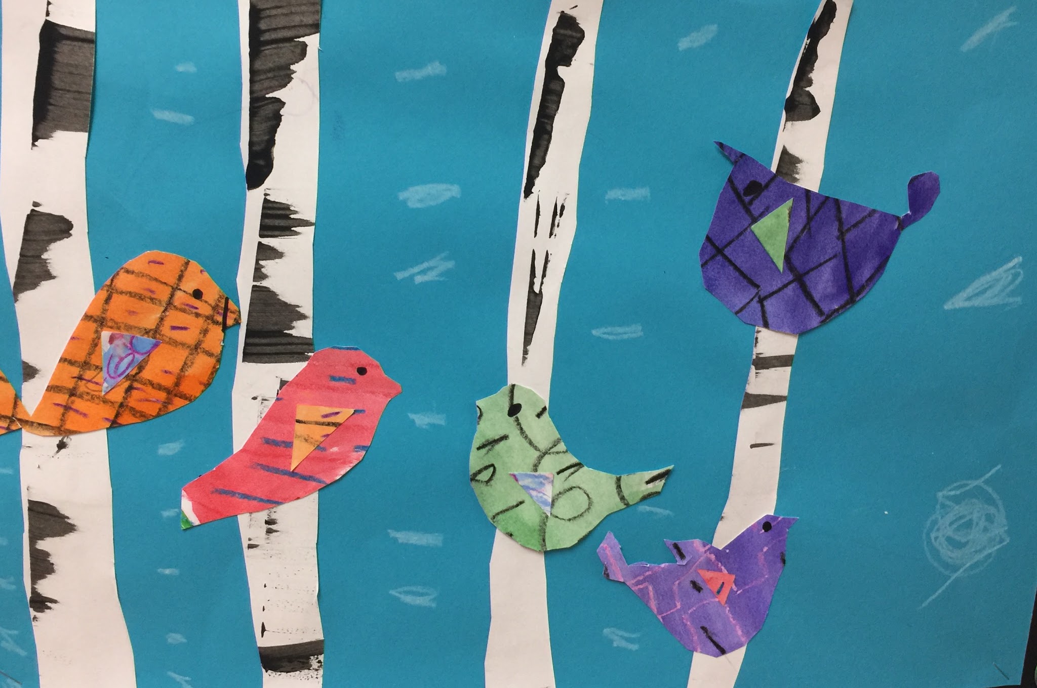 Mrs. Harris' art room: Winter Birch tree collage 1st grade