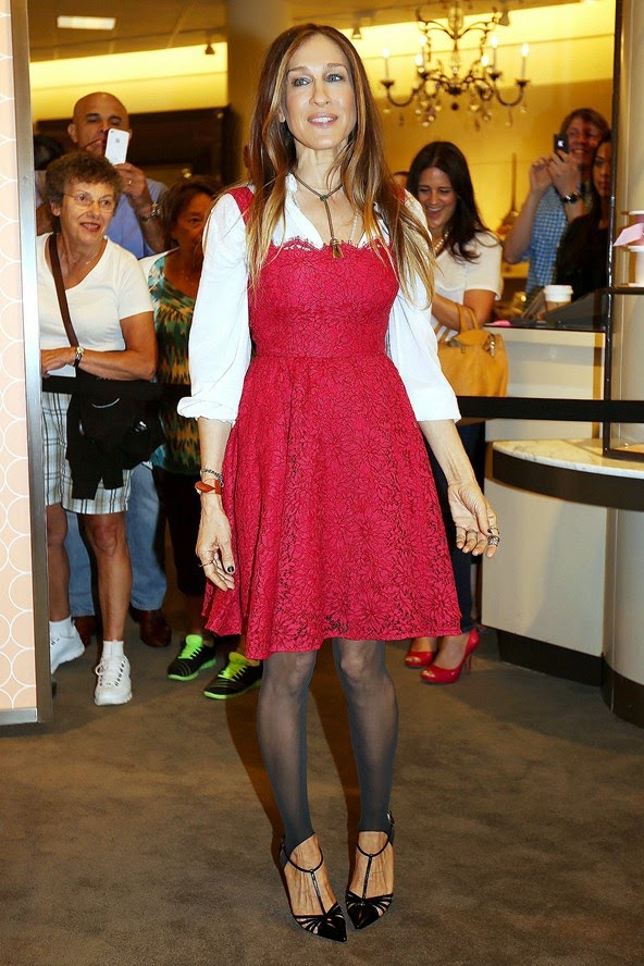 Sarah Jessica Parker In Stirrup Tights And Heels At Shoe Line Launch